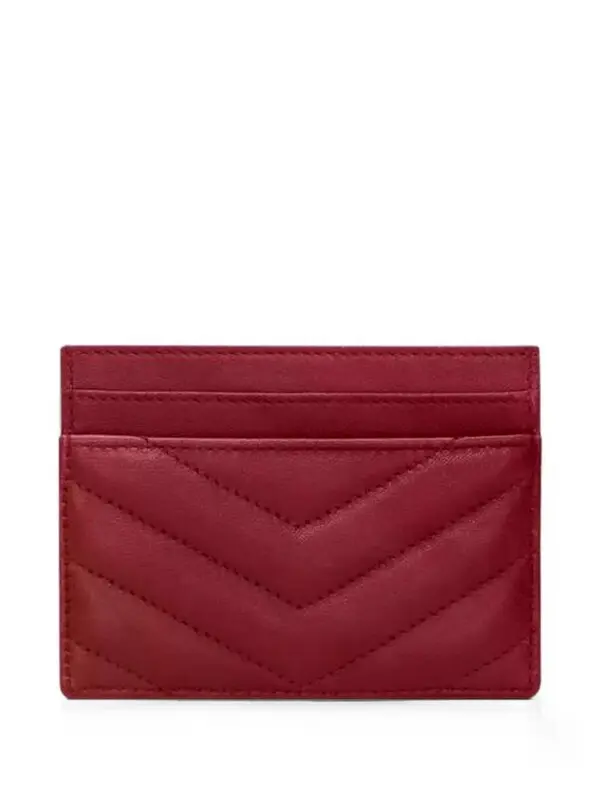 Saint Laurent Cassandre Quilted Card Holder - Red