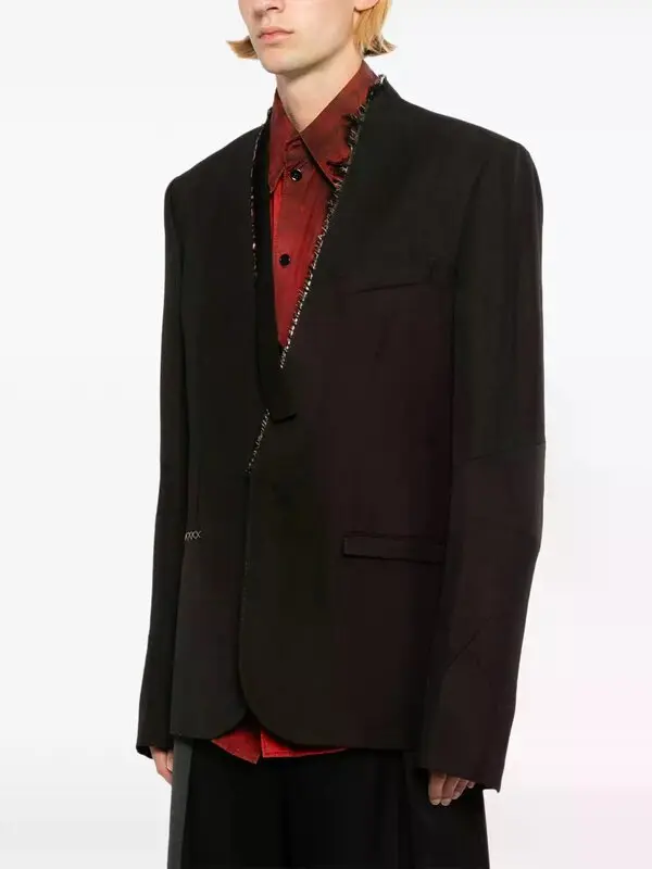 GIOVANNI CAVAGNA Raw-edge Collarless Blazer