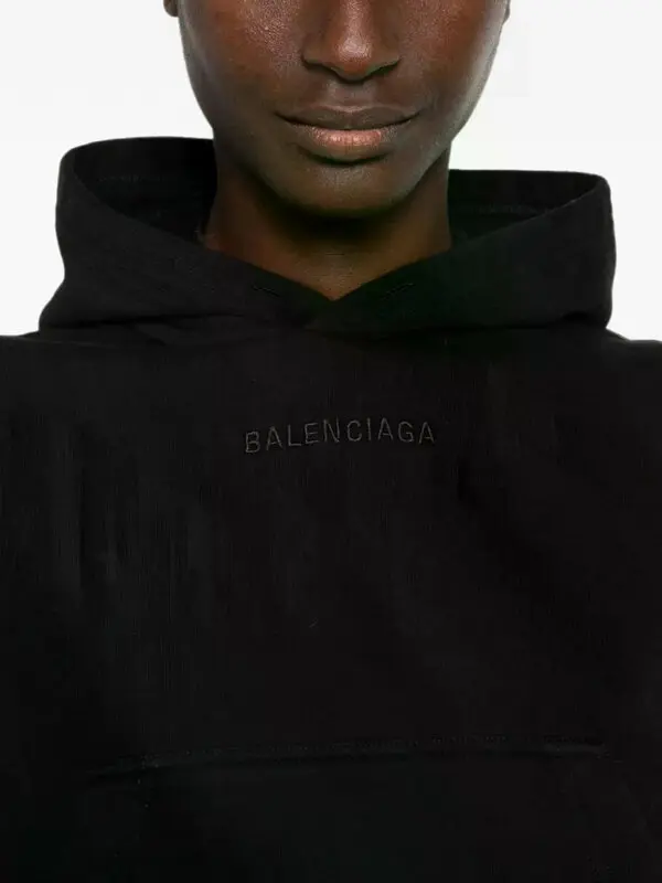 Balenciaga Asymmetric Embroidered-logo Hoodie