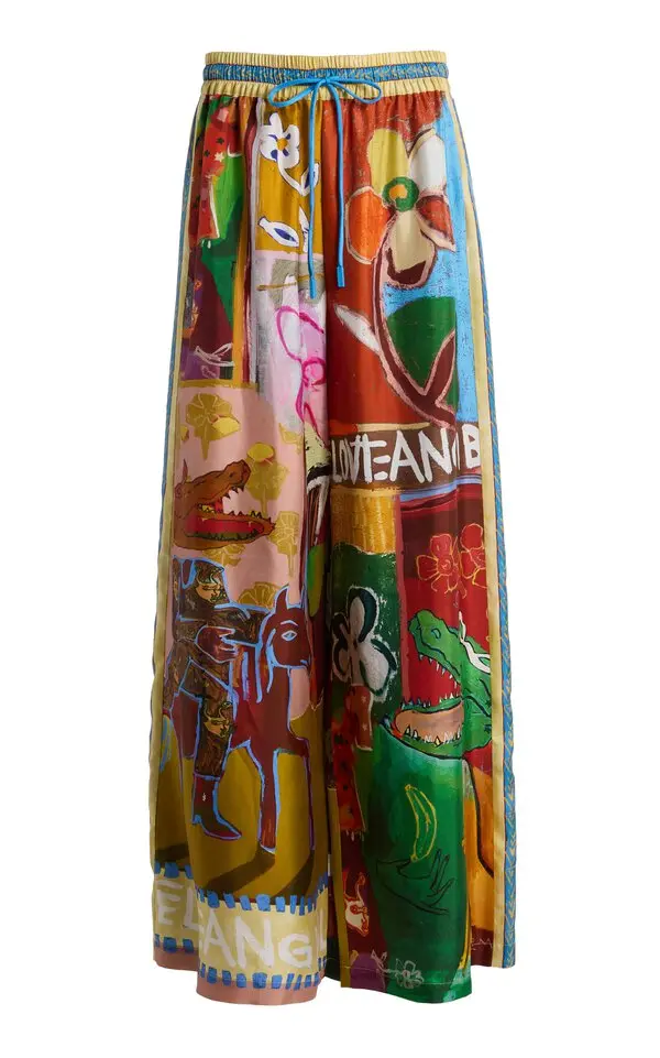 ALEMAIS Mlak Printed Silk-twill Wide-leg Pants - Multi