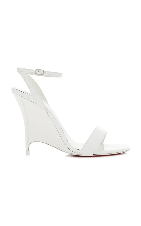 CHRISTIAN LOUBOUTIN Zeezeenella 100mm Patent Leather Wedge Sandals - White