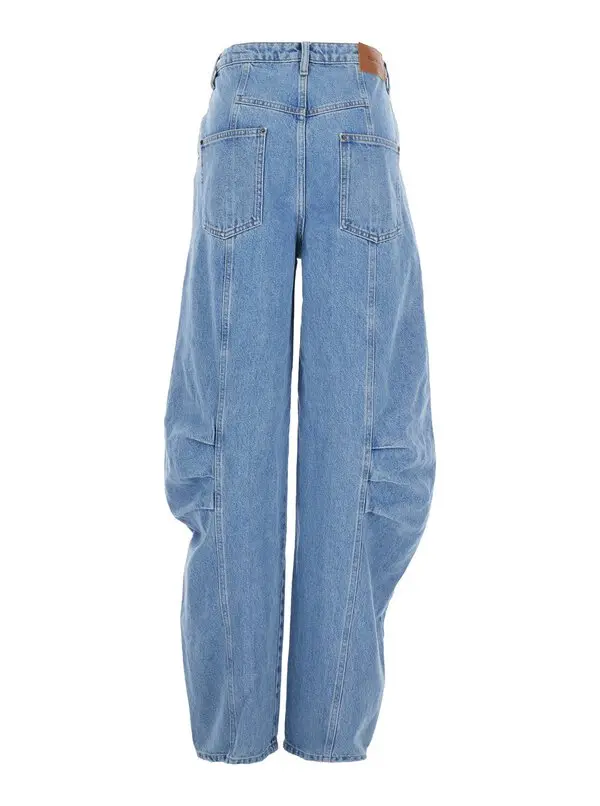 ROTATE BY BIRGER CHRISTENSEN Light Wash Denim Jeans With Central Stitching And Back Logo Patch - Multicolor