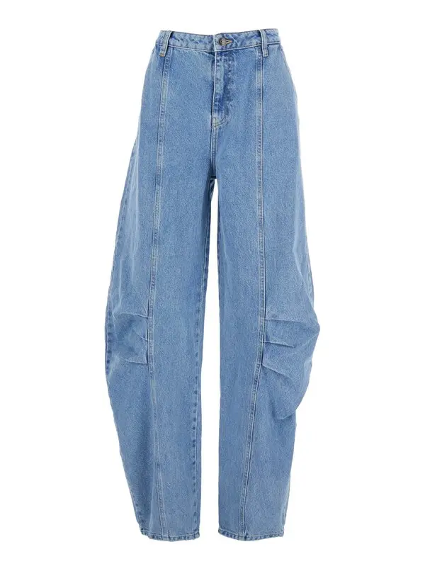 ROTATE BY BIRGER CHRISTENSEN Light Wash Denim Jeans With Central Stitching And Back Logo Patch - Multicolor