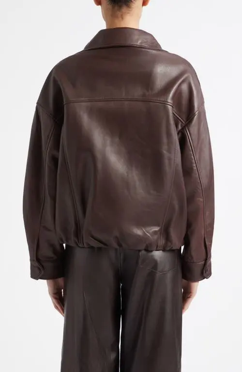 Nour Hammour Roland Sculpted Leather Bomber Jacket