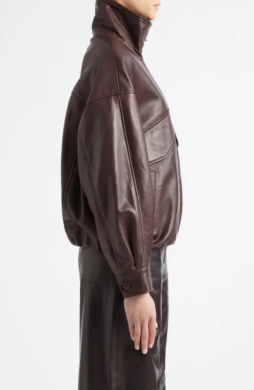 Nour Hammour Roland Sculpted Leather Bomber Jacket