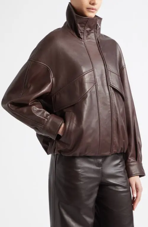 Nour Hammour Roland Sculpted Leather Bomber Jacket