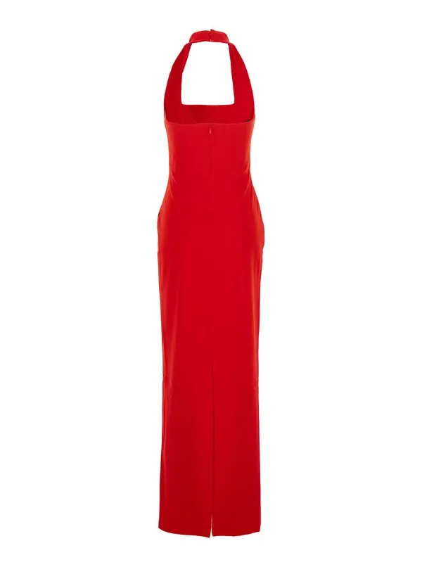 Solace London Ilona Long Dress In Twill - Red