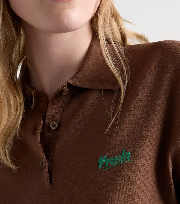 Prada Silk-blend Long-sleeve Polo Shirt