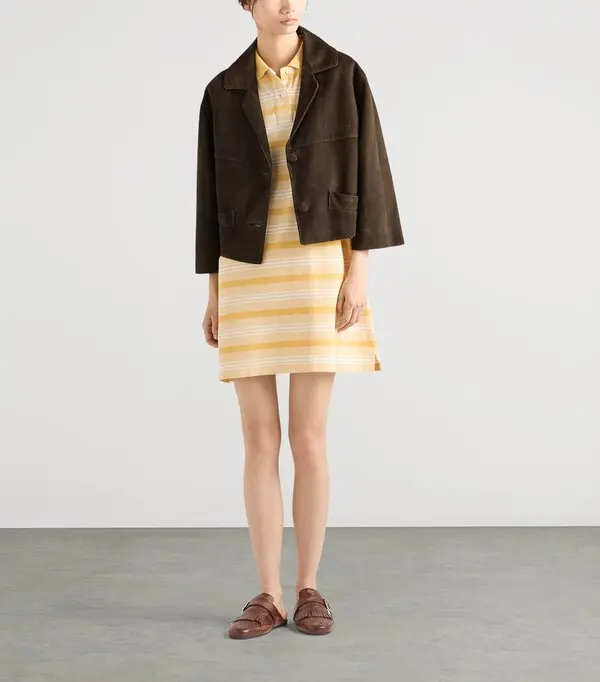 Prada Lamb Suede Cropped Jacket - Green