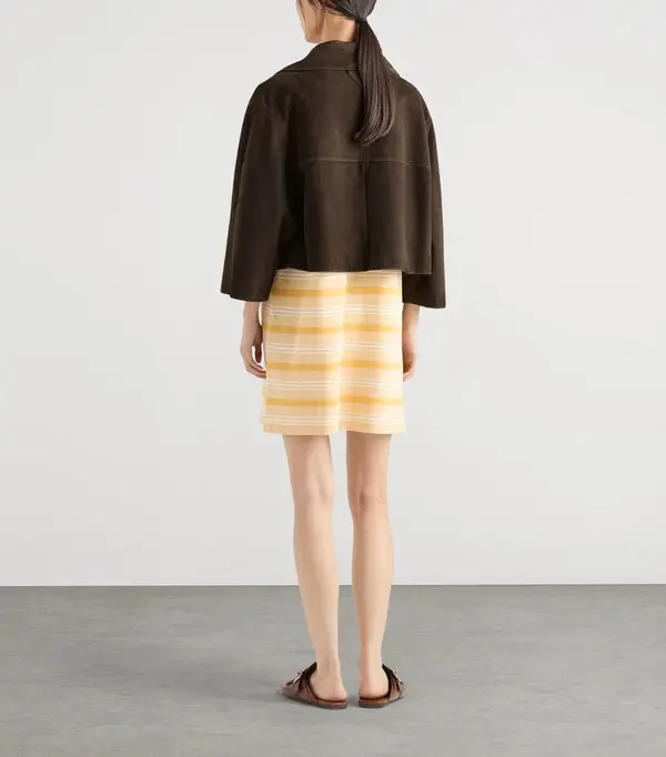 Prada Lamb Suede Cropped Jacket - Green