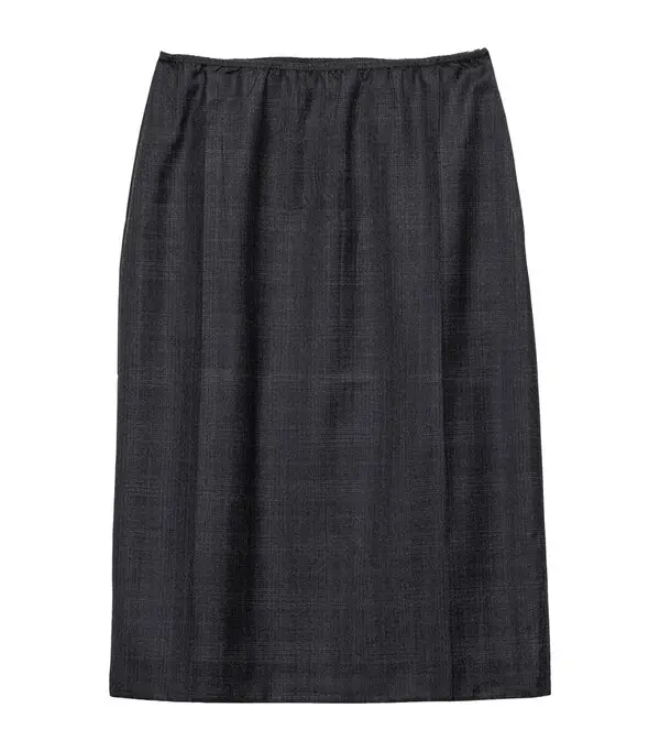 Prada Wool Check Midi Skirt