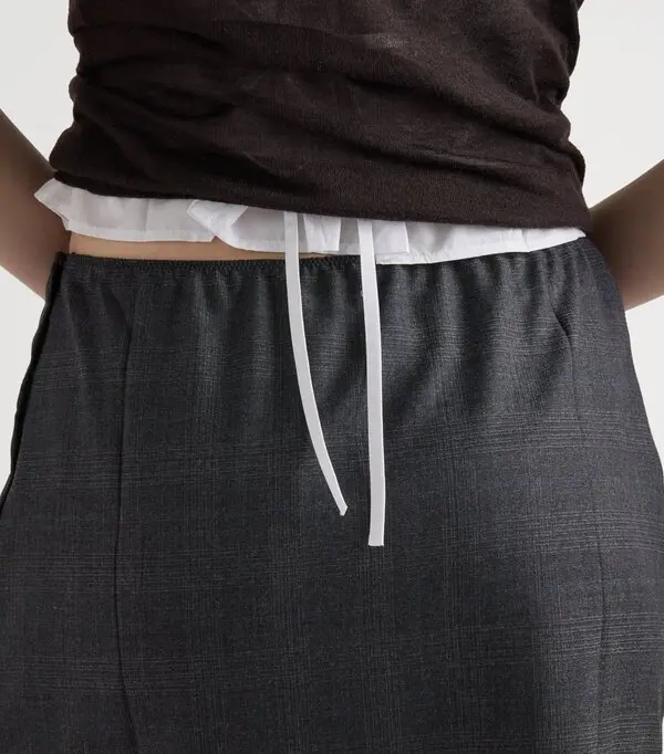 Prada Wool Check Midi Skirt