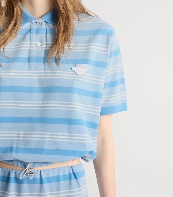 Prada Cotton Piqué Stripe Polo Shirt - Turquoise