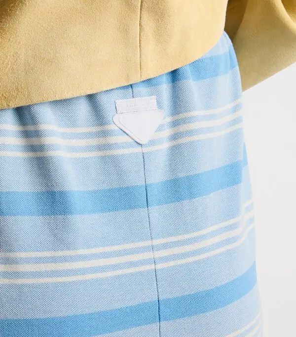 Prada Cotton Piqué Stripe Midi Skirt - Turquoise