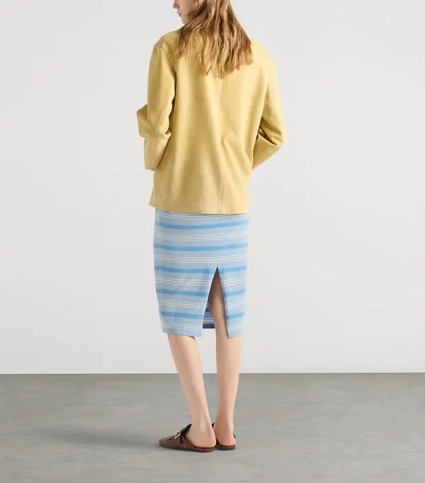 Prada Cotton Piqué Stripe Midi Skirt - Turquoise