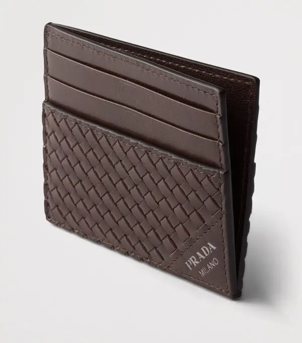 Prada Leather Woven Card Holder