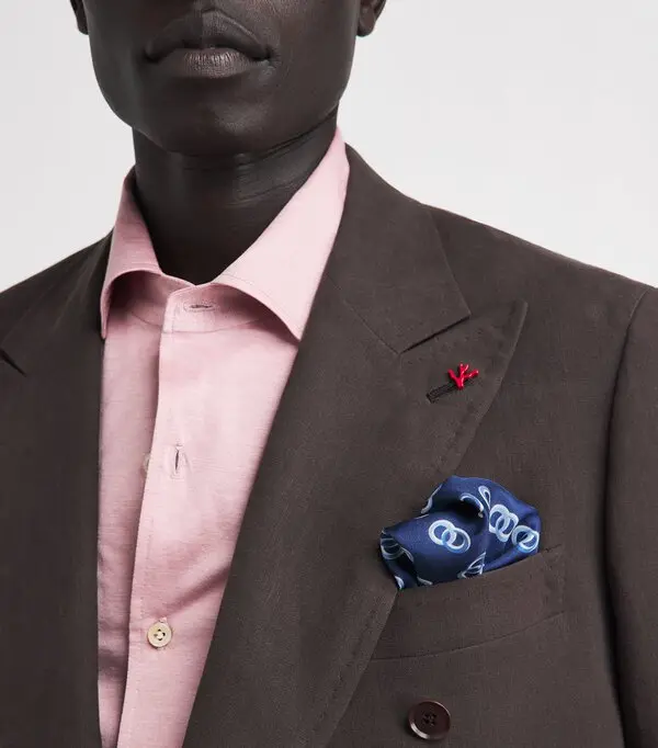Isaia Silk Printed Pocket Square