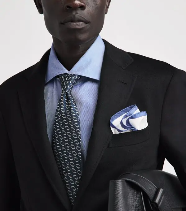 Isaia Silk Logo Pocket Square