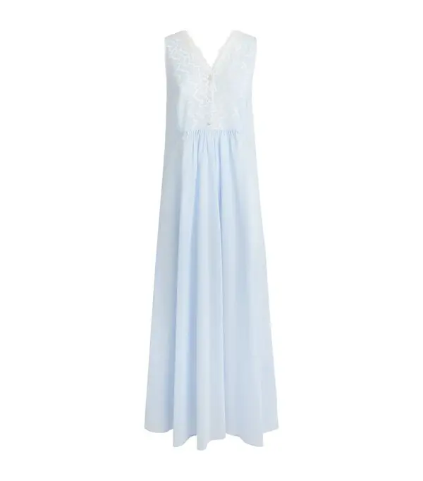 BOCAN Cotton Lace-trim Yasmine Nightdress - Blue