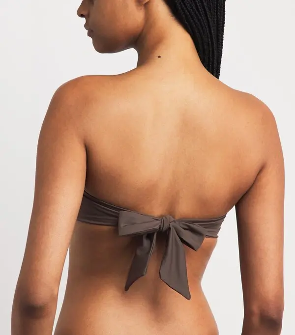 AWAY THAT DAY Strapless Bikini Top With Gold-tone Hardware - Brown