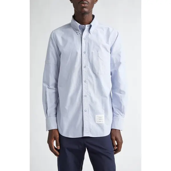 Thom Browne Straight Fit Cotton Oxford Button-down Shirt
