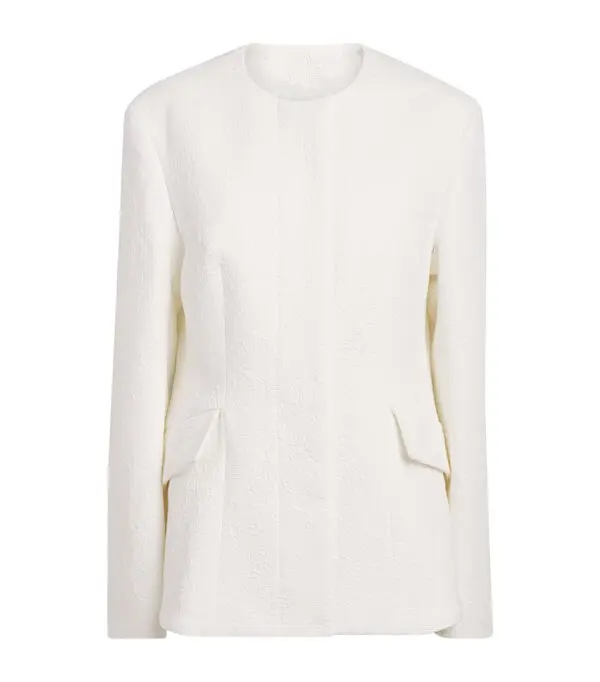 TOTEME Cotton Jacquard Longline Blazer - White