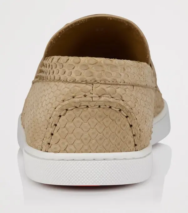 CHRISTIAN LOUBOUTIN Chambeliboat Python-calf Leather Loafers - Beige