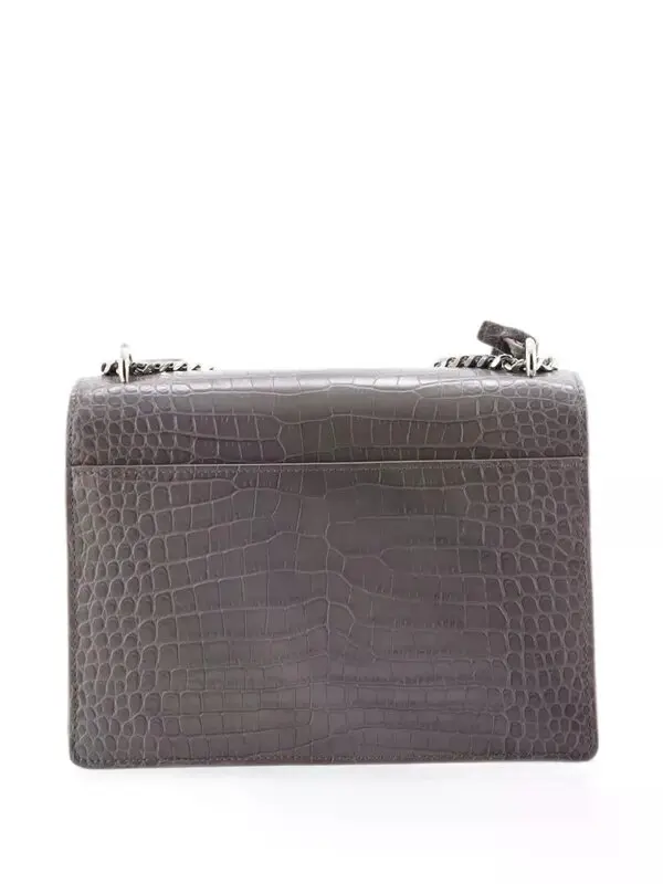 Saint Laurent Medium Croc Effect Leather Bag - Grey