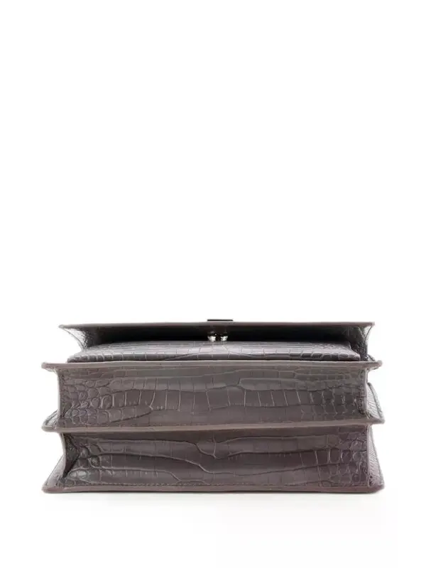 Saint Laurent Medium Croc Effect Leather Bag - Grey