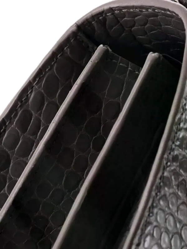 Saint Laurent Medium Croc Effect Leather Bag - Grey