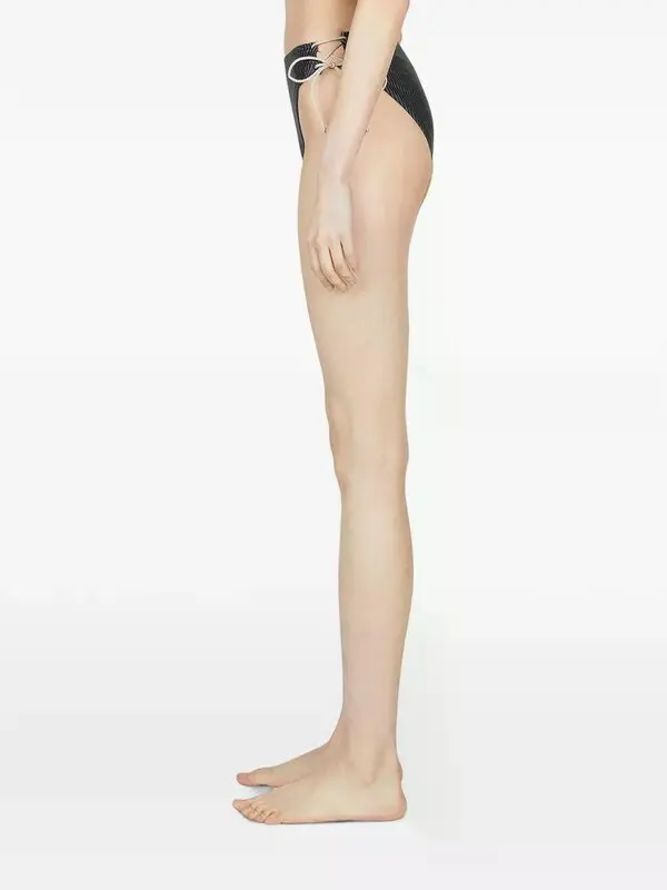 ST. AGNI Striped Self-tie Bikini Bottoms - Black
