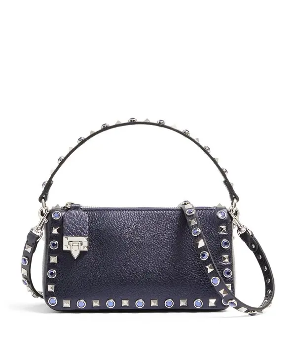 Valentino Garavani Small Leather Rockstud Shoulder Bag - Blue