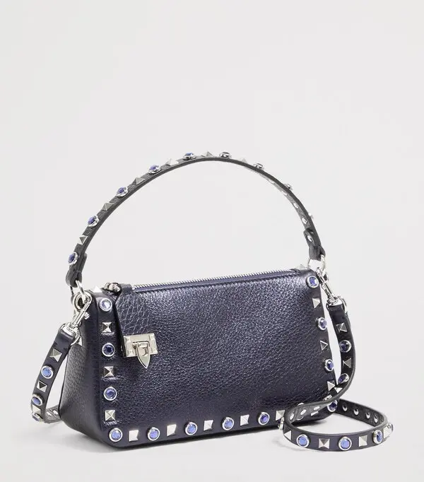 Valentino Garavani Small Leather Rockstud Shoulder Bag - Blue