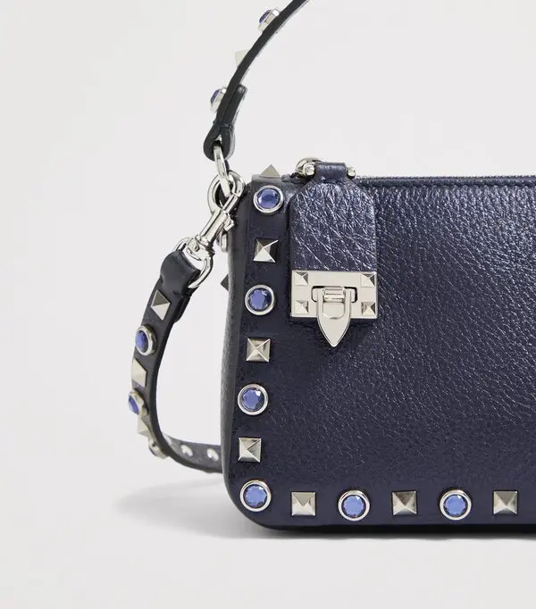 Valentino Garavani Small Leather Rockstud Shoulder Bag - Blue
