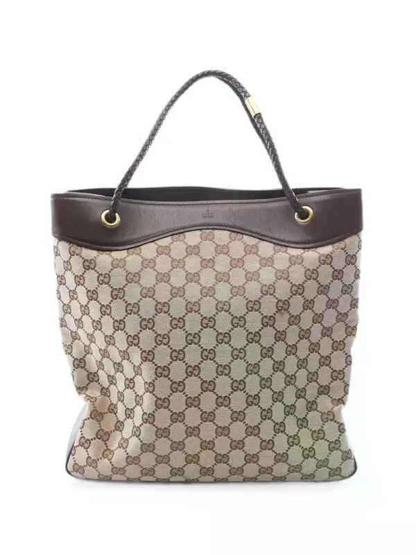 Gucci Gg Canvas Braided Handle Tote Bag
