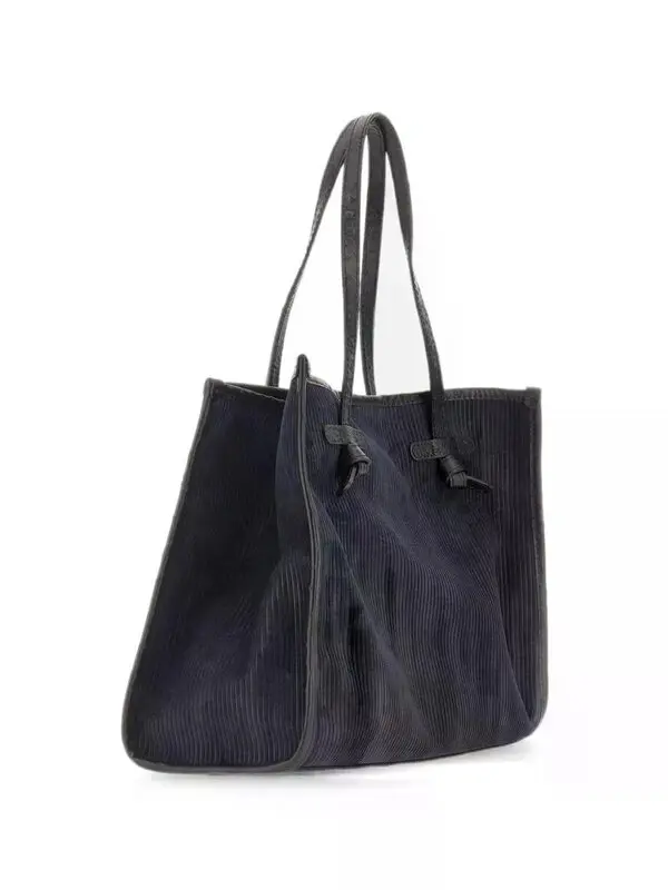 MARCELLA CLUB Ribbed-suede Shoulder Bag - Blue
