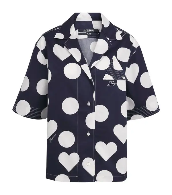 Jacquemus Cotton Polka Dot Shirt - Navy