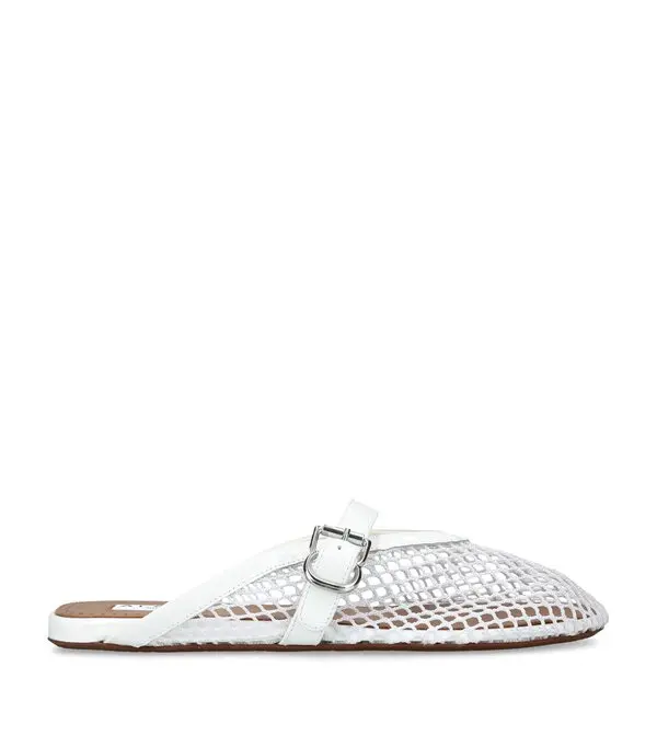 Alaïa Patent Leather Fishnet Mules - White