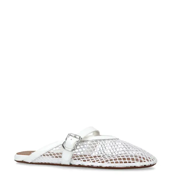Alaïa Patent Leather Fishnet Mules - White