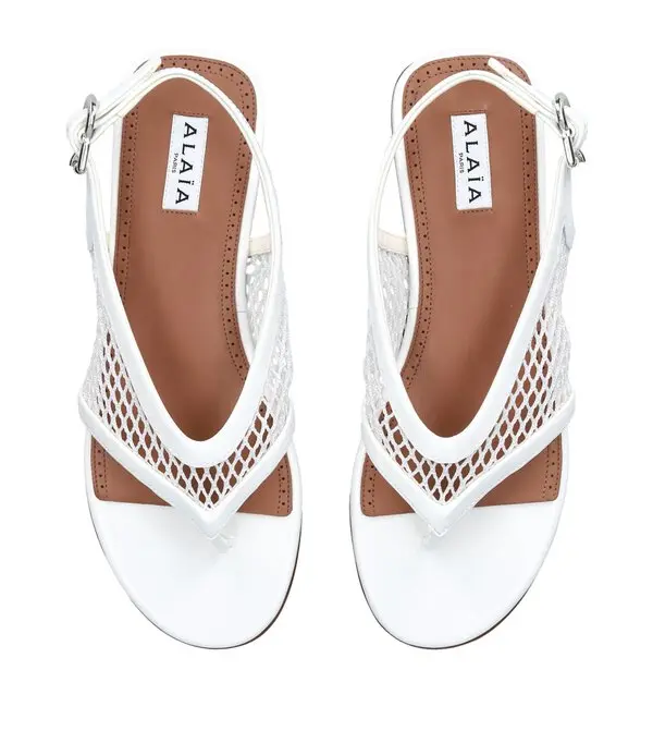 Alaïa Patent Leather Fishnet Slingback Sandals