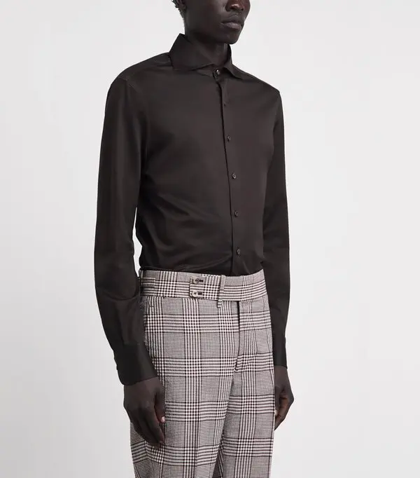 Isaia Cotton Jersey Shirt - Brown