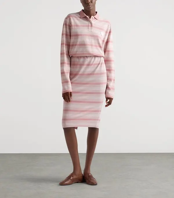 Prada Cotton Piqué Stripe Long Sleeve Polo - Pink