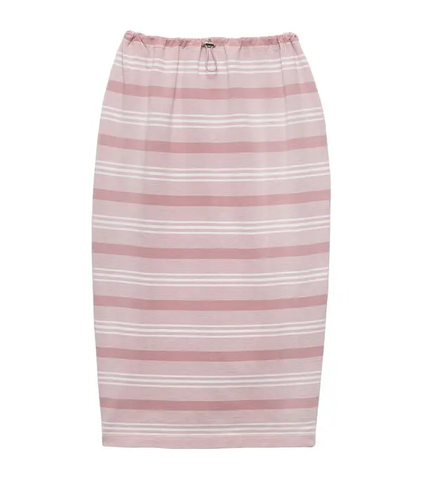 Prada Mohair-wool Stripe Midi Skirt - Pink