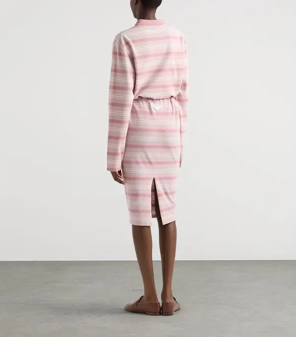 Prada Mohair-wool Stripe Midi Skirt - Pink