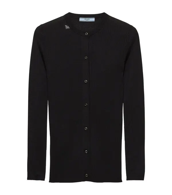 Prada Wool Ribbed Slim Cardigan