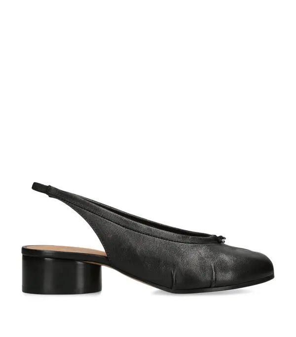 MAISON MARGIELA Leather Tabi Ballerina Slingback Pumps With Block Heel
