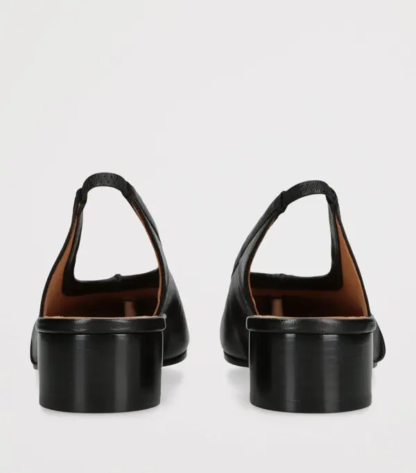 MAISON MARGIELA Leather Tabi Ballerina Slingback Pumps With Block Heel