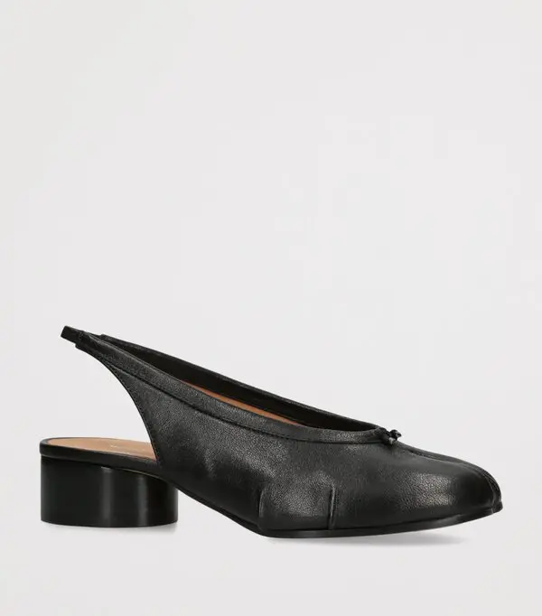 MAISON MARGIELA Leather Tabi Ballerina Slingback Pumps With Block Heel