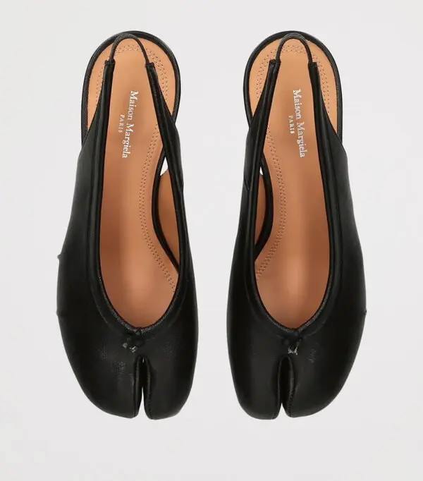 MAISON MARGIELA Leather Tabi Ballerina Slingback Pumps With Block Heel