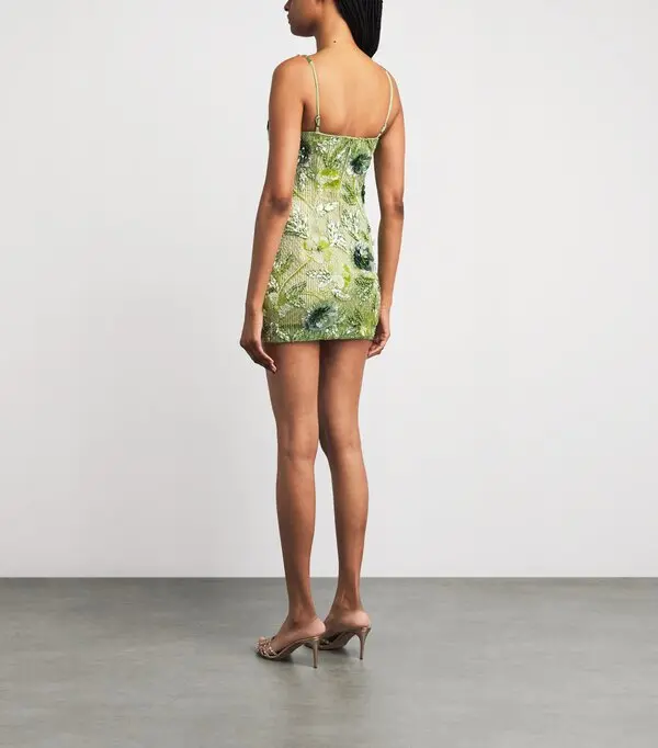 Rachel Gilbert Embellished Pierre Mini Dress - Green